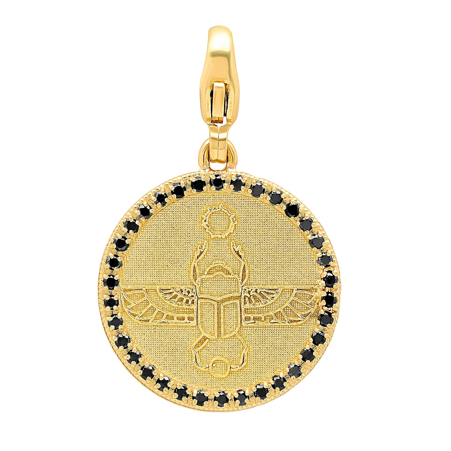 Egyptian Scarab Round Charm + Black Diamonds | CONGÉS LIFE