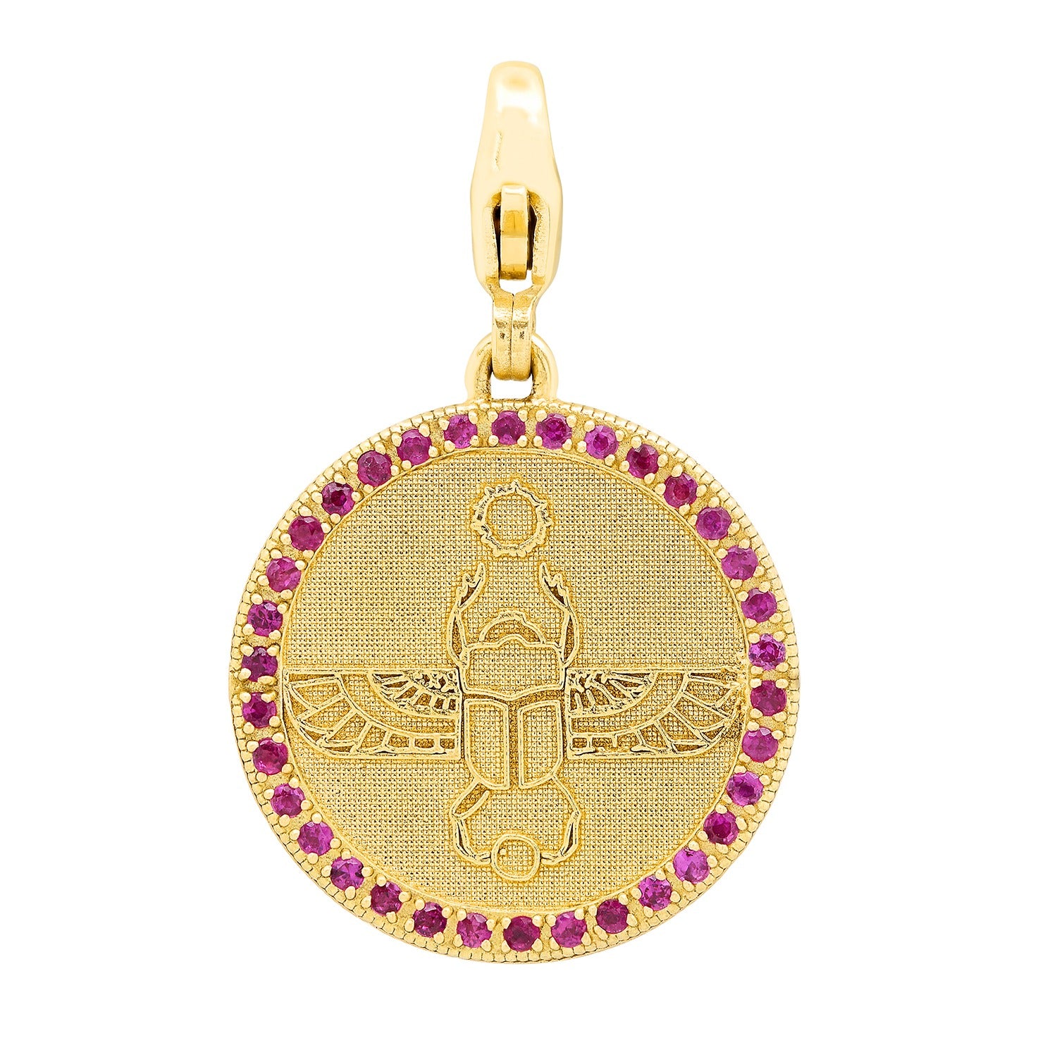 Egyptian Scarab Round Charm With Rubies | CONGÉS LIFE